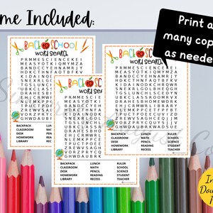 Back to School WORD SEARCH - Back to School Game - First Day of School ...