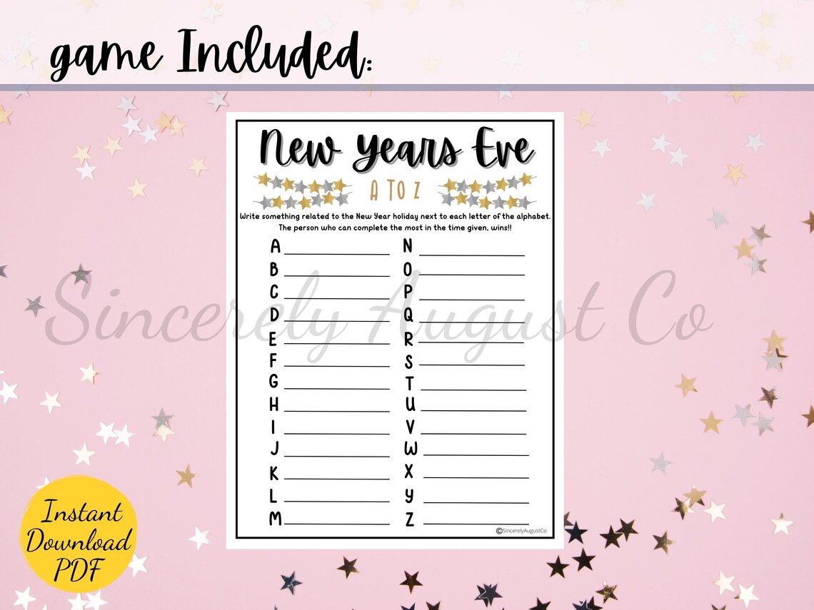 A TO Z New Year's Eve Game - New Year's Eve Party Game - Printable New ...
