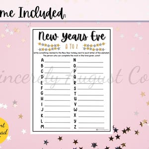 A TO Z New Year's Eve Game - New Year's Eve Party Game - Printable New ...