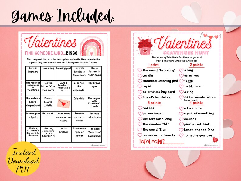 Valentines Day Party Games BUNDLE 5 Game Bundle Printable Valentine ...