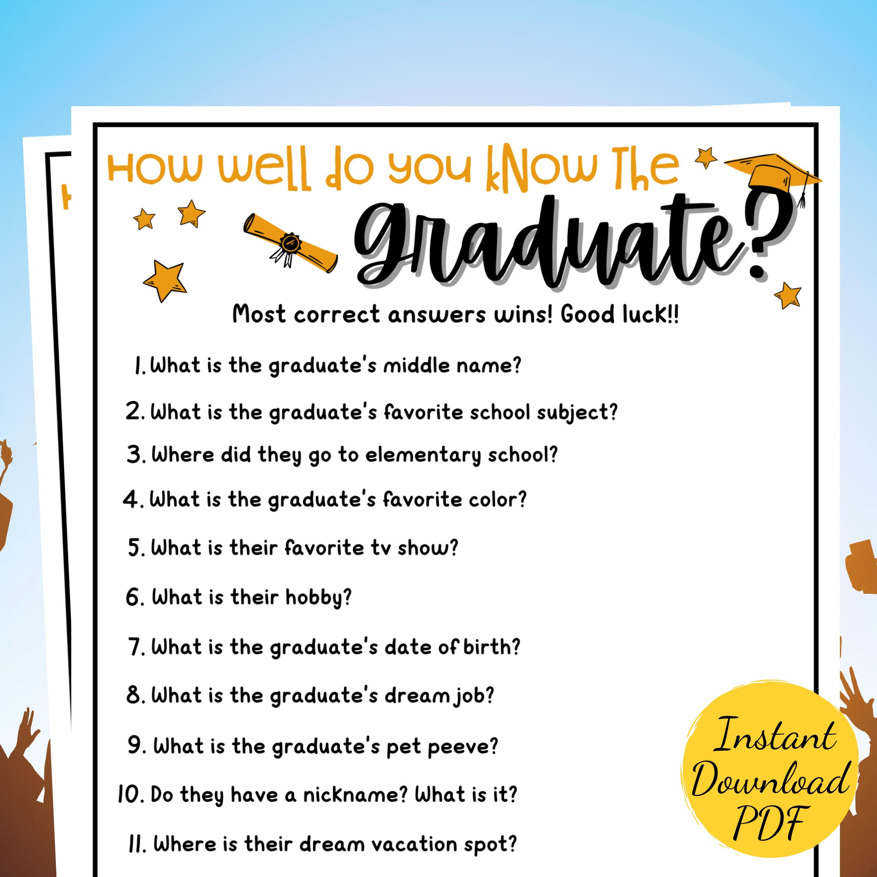 How Well Do You Know the Graduate? GRADUATION GAME - Graduation Party ...