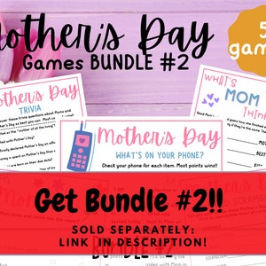 Mothers Day Games BUNDLE 5 Game Bundle Mothers Day Party Games ...