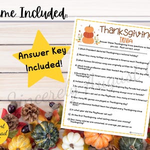 Thanksgiving TRIVIA - Thanksgiving Party Game - Printable Thanksgiving ...