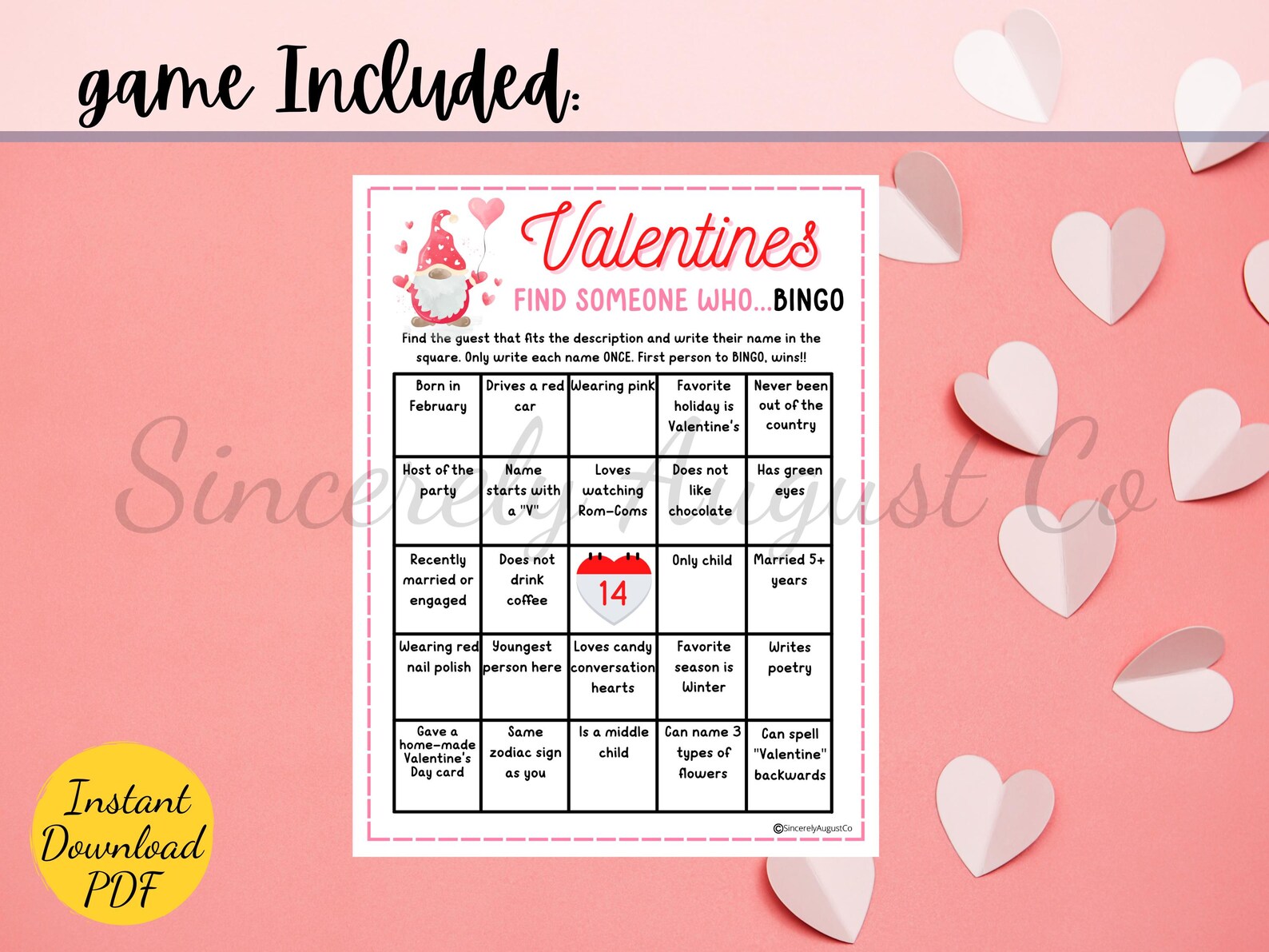 Valentine's FIND SOMEONE Who BINGO Game: Printable Party Game (digital ...