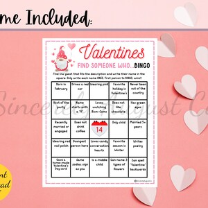 Valentine's FIND SOMEONE Who BINGO Game: Printable Party Game (digital ...