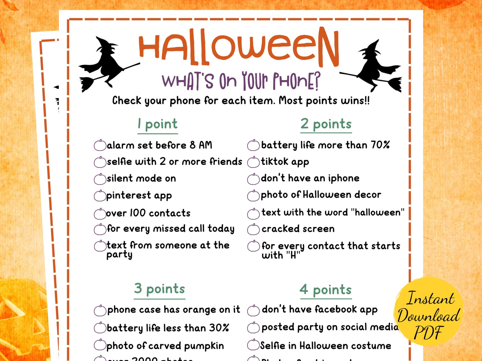 WHAT'S on YOUR PHONE Halloween Game Halloween Party - Etsy