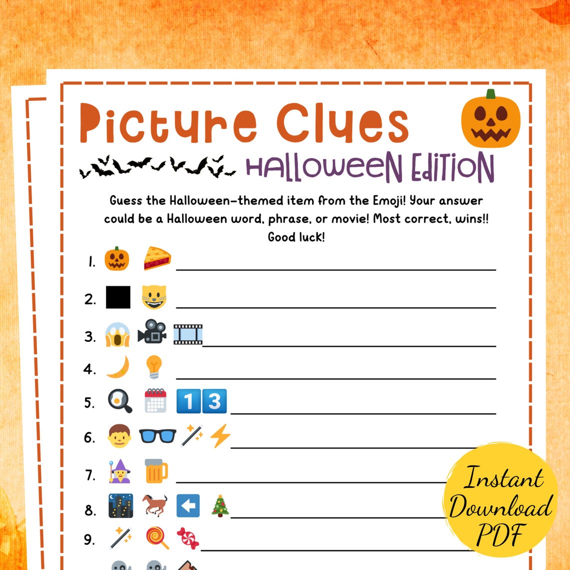 Halloween PICTURE CLUES Game - Printable Halloween Party Activity ...