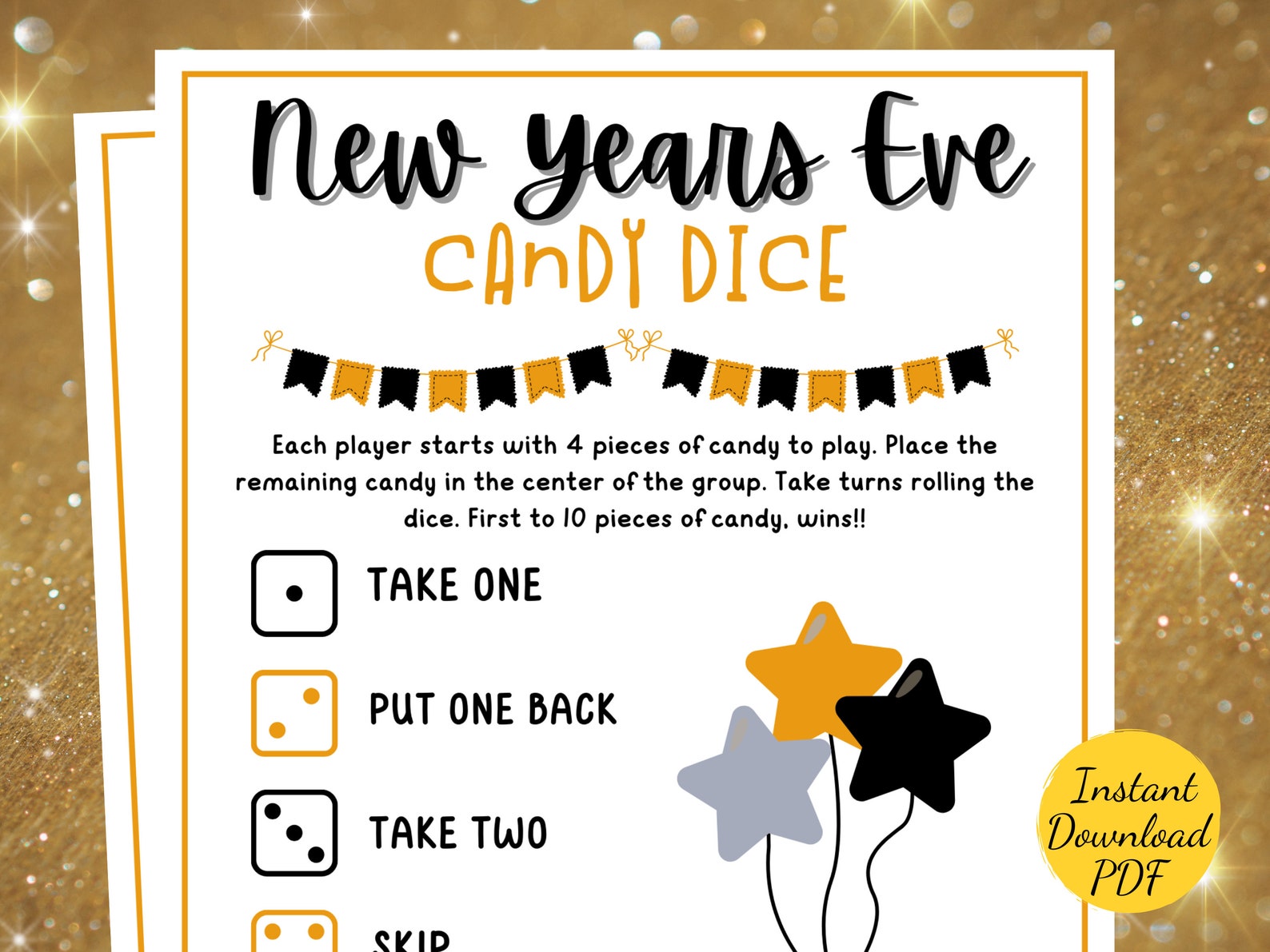 New Years Eve CANDY DICE Game New Years Eve Party Game Printable New ...