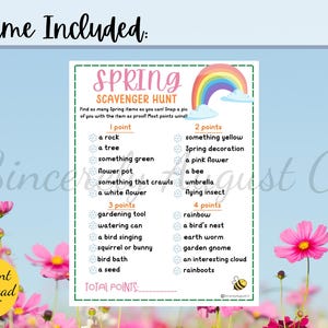 Spring SCAVENGER HUNT Game - Printable Spring Season Party Game ...