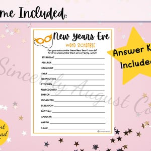 New Year's Eve WORD SCRAMBLE Game - New Years Party Game - Printable ...