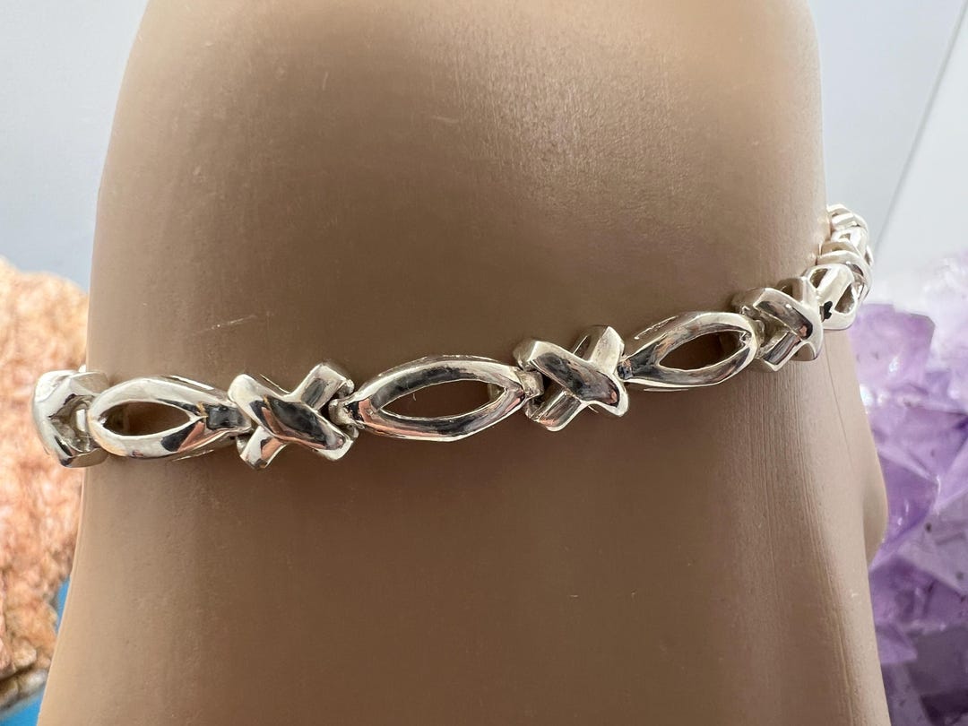 Vintage Sterling Silver Hugs and Kisses XO Link Bracelet - Etsy