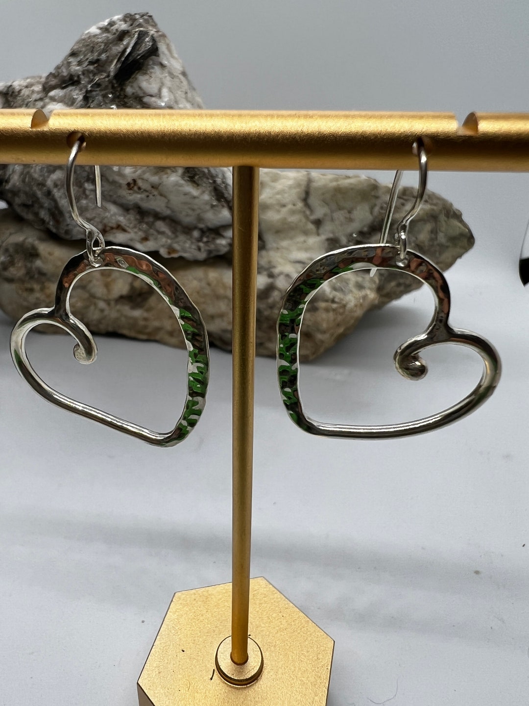 Dan Dye Vintage Sterling Silver Heart Dangle Earrings - Etsy