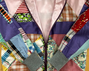 Bomber Jacket Made From a Vintage Hand Stitched Patchwork Quilt - Etsy