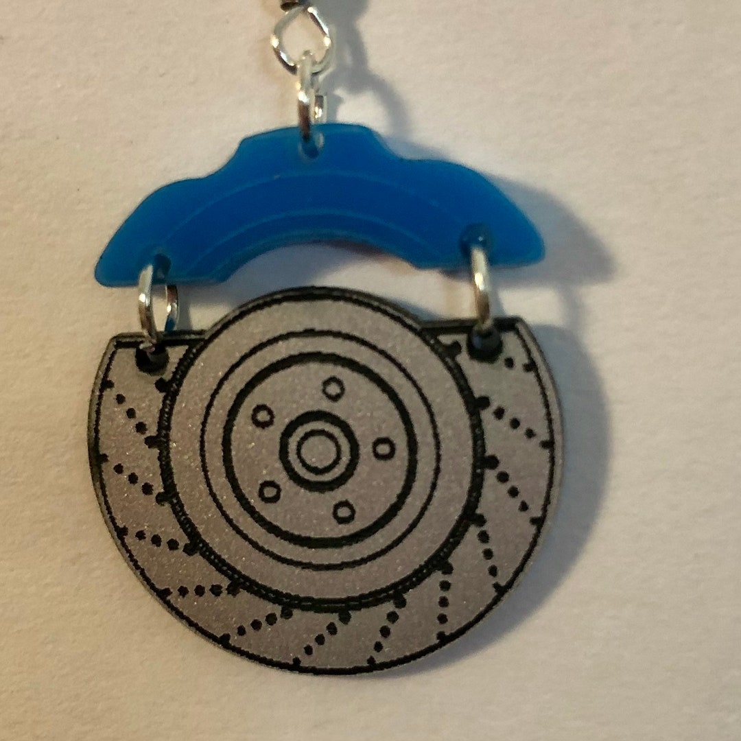Laser Cut Acrylic Light Blue Brake Rotor Caliper Earrings, Metallic ...
