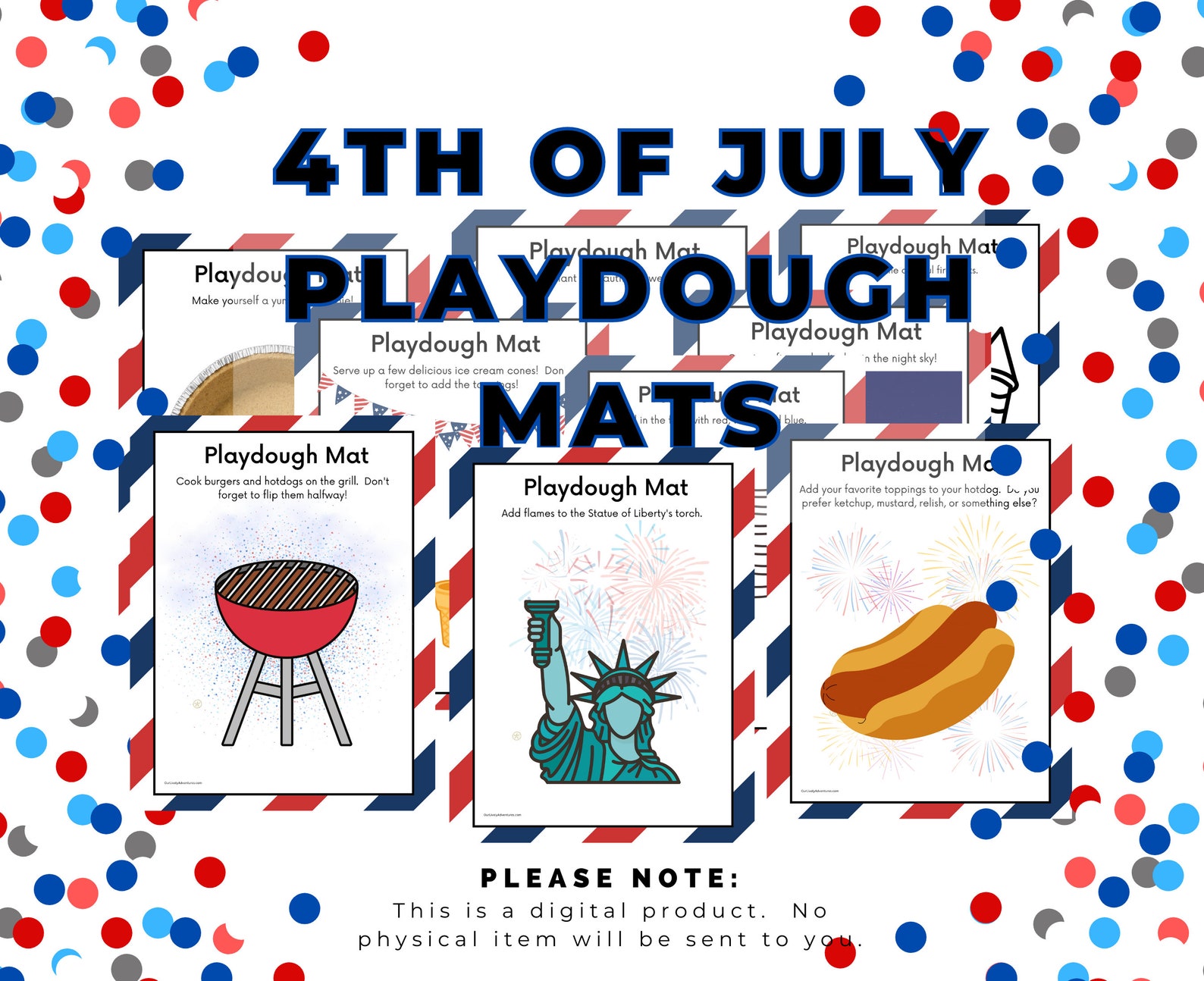 4TH OF JULY Playdough Mats - Etsy