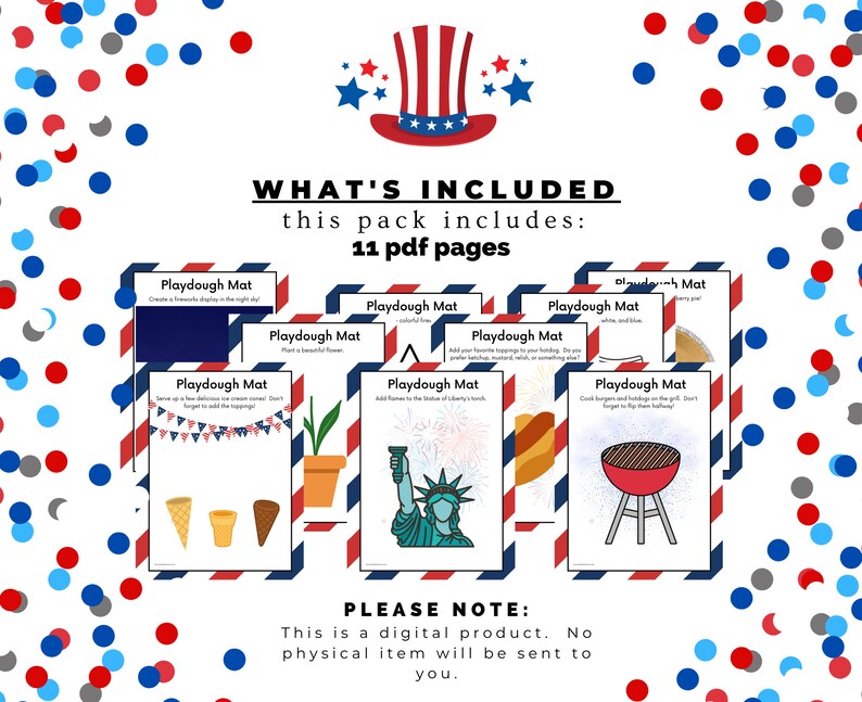 4TH OF JULY Playdough Mats - Etsy