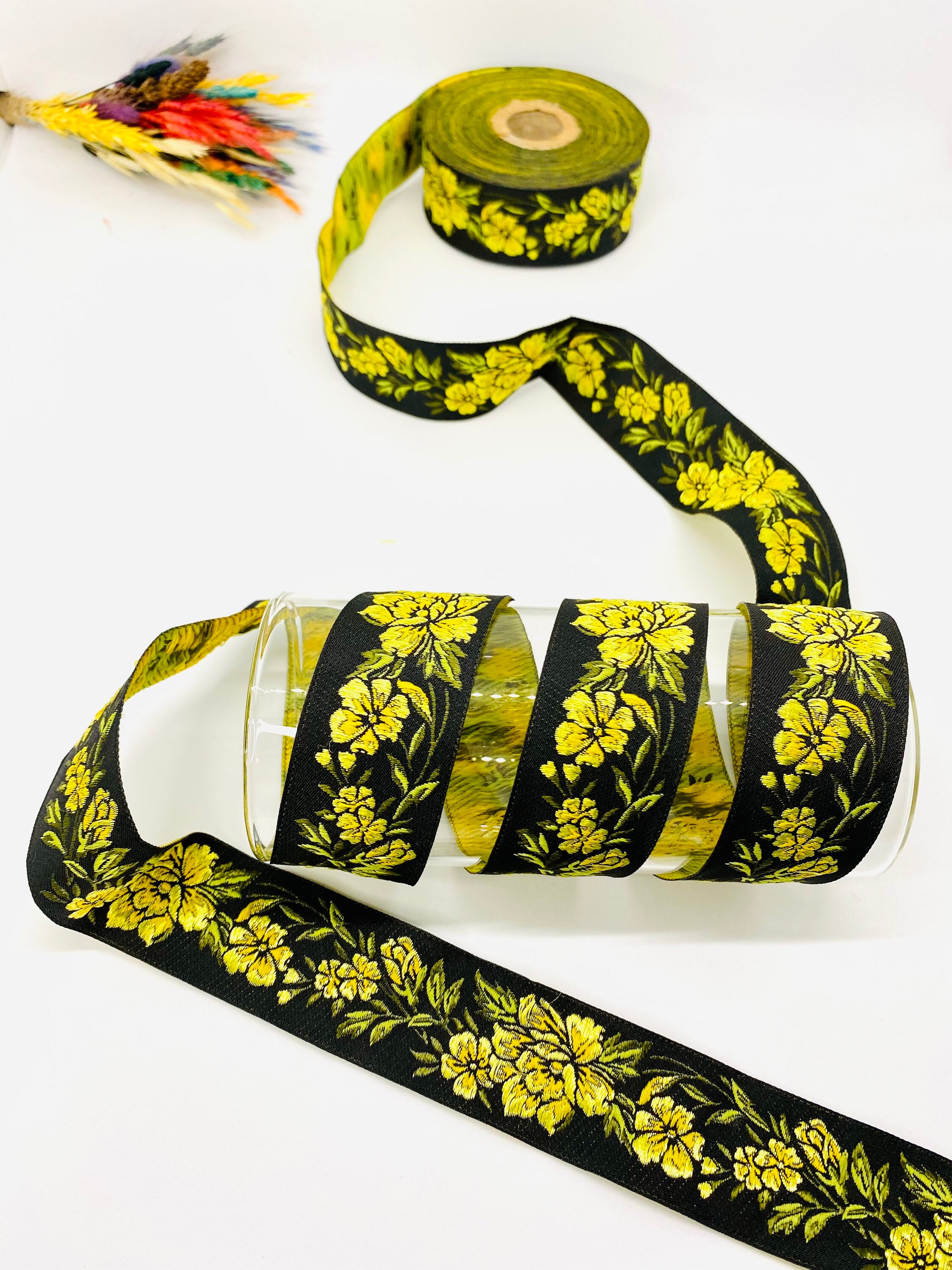 10 Yards/30 Mm RED Floral Jacquard Trim1.18 Inchvintage Ribbon,jacquard ...