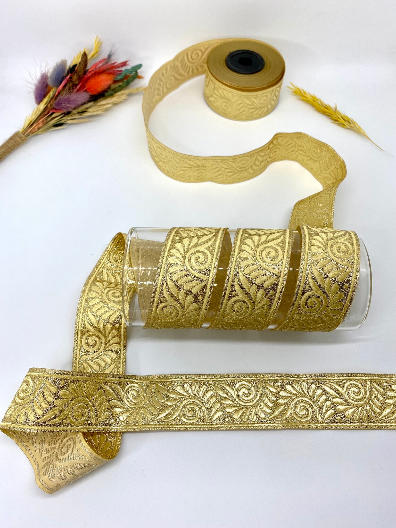 10 Yards/30 Mm Gold Celtic Spartan Helmet Design Jacquard Trim1 ...