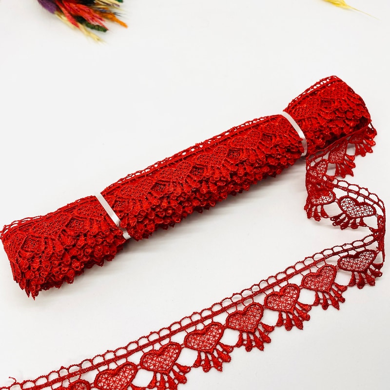 Red Lace Trim - Etsy