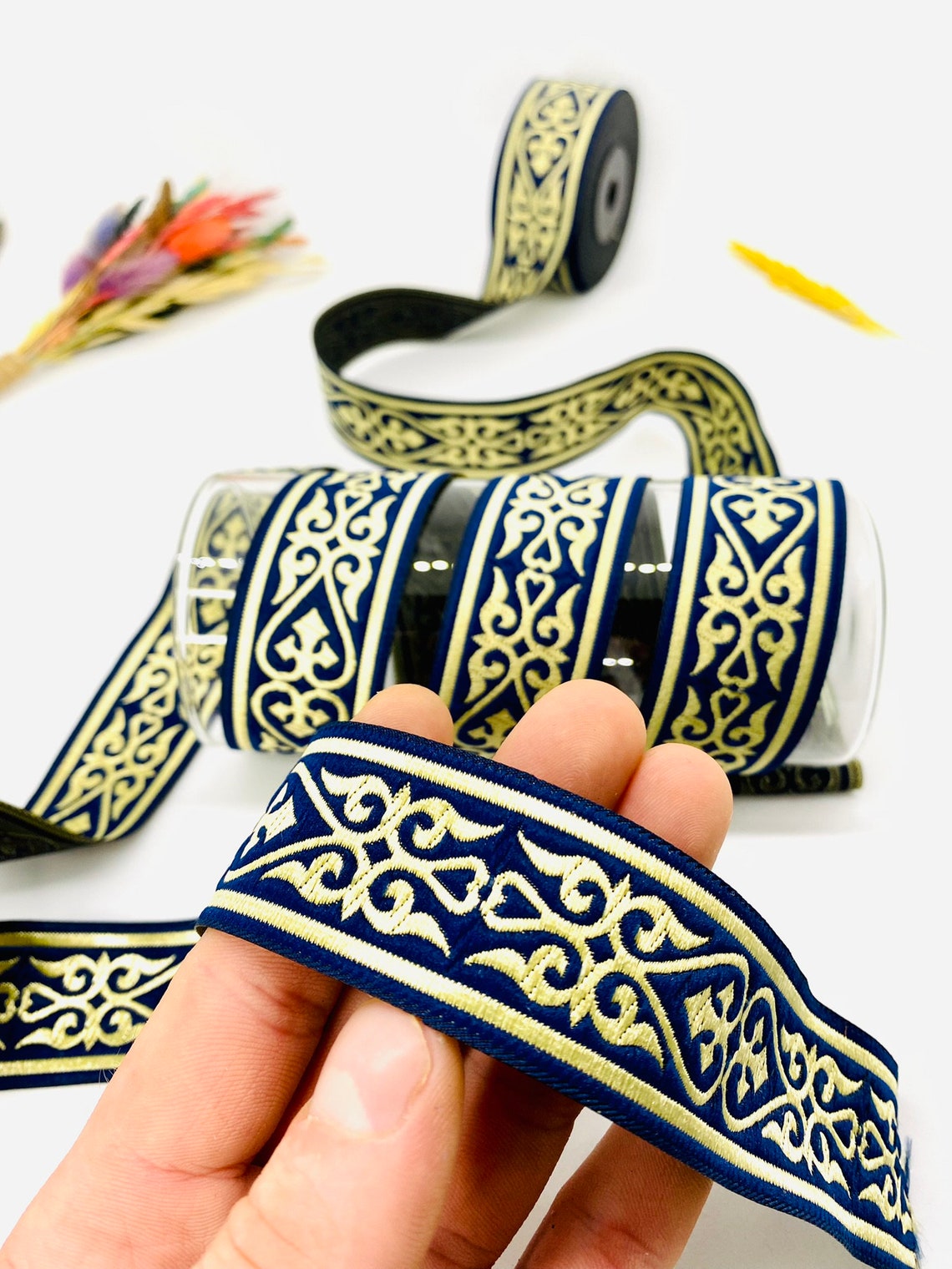 10 Yrd/30mm Brown Medieval Jacquard Trim1,18invintage Trim,jacquard ...