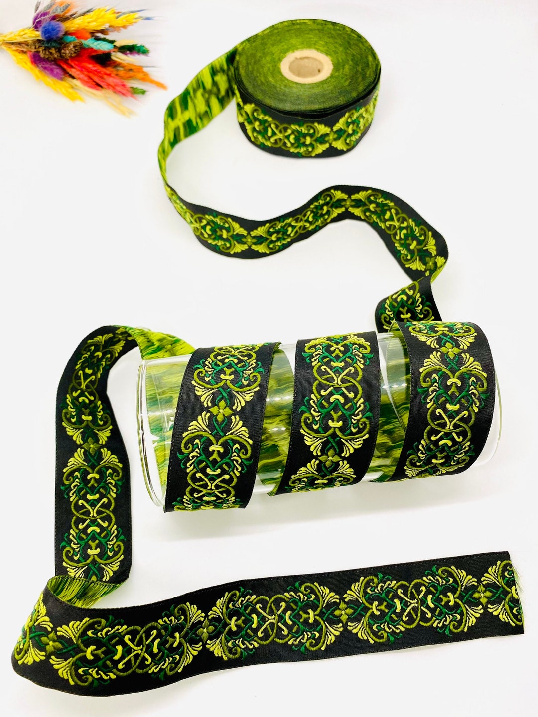 Green Celtic Jacquard Ribbon: 30mm Vintage Medieval Trim, 10 Yards - Etsy