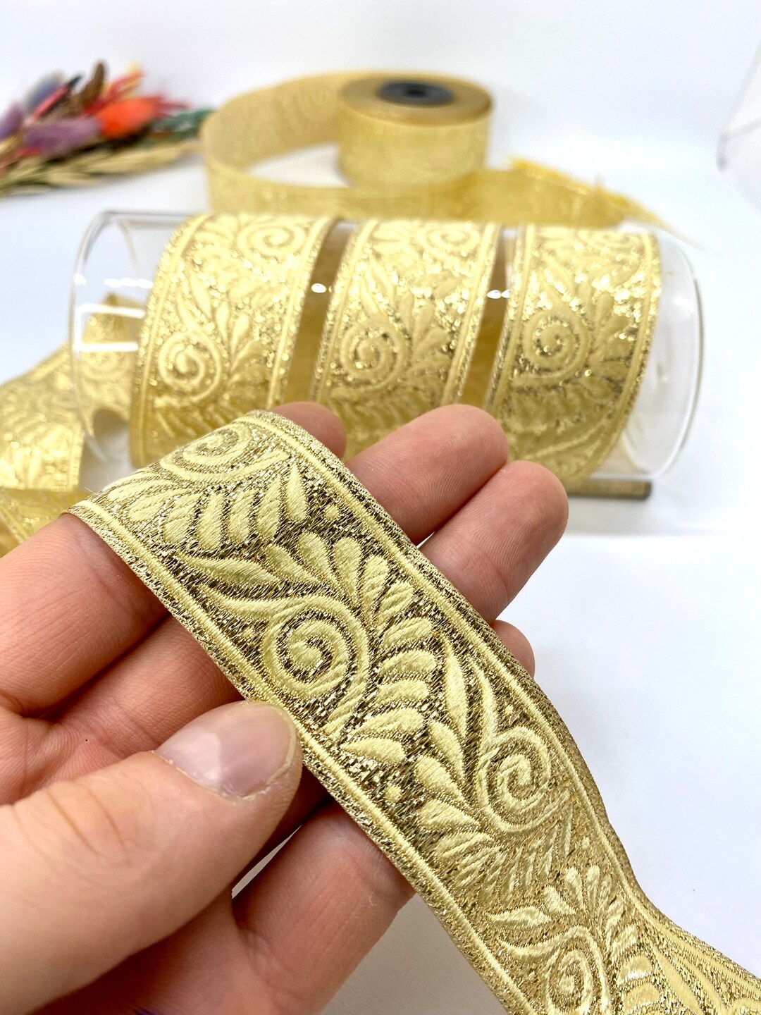 10 Yards/30 Mm Gold Celtic Spartan Helmet Design Jacquard Trim(1,18in ...