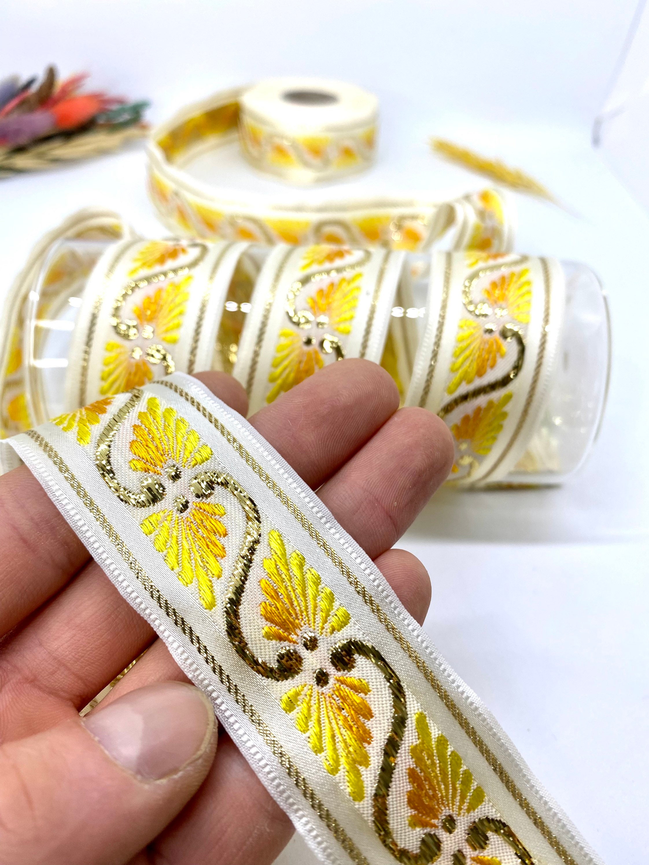 10yrd/30 Mm Green Seashell Jacquard Trim1.18 Inchjacquard Ribbon ...