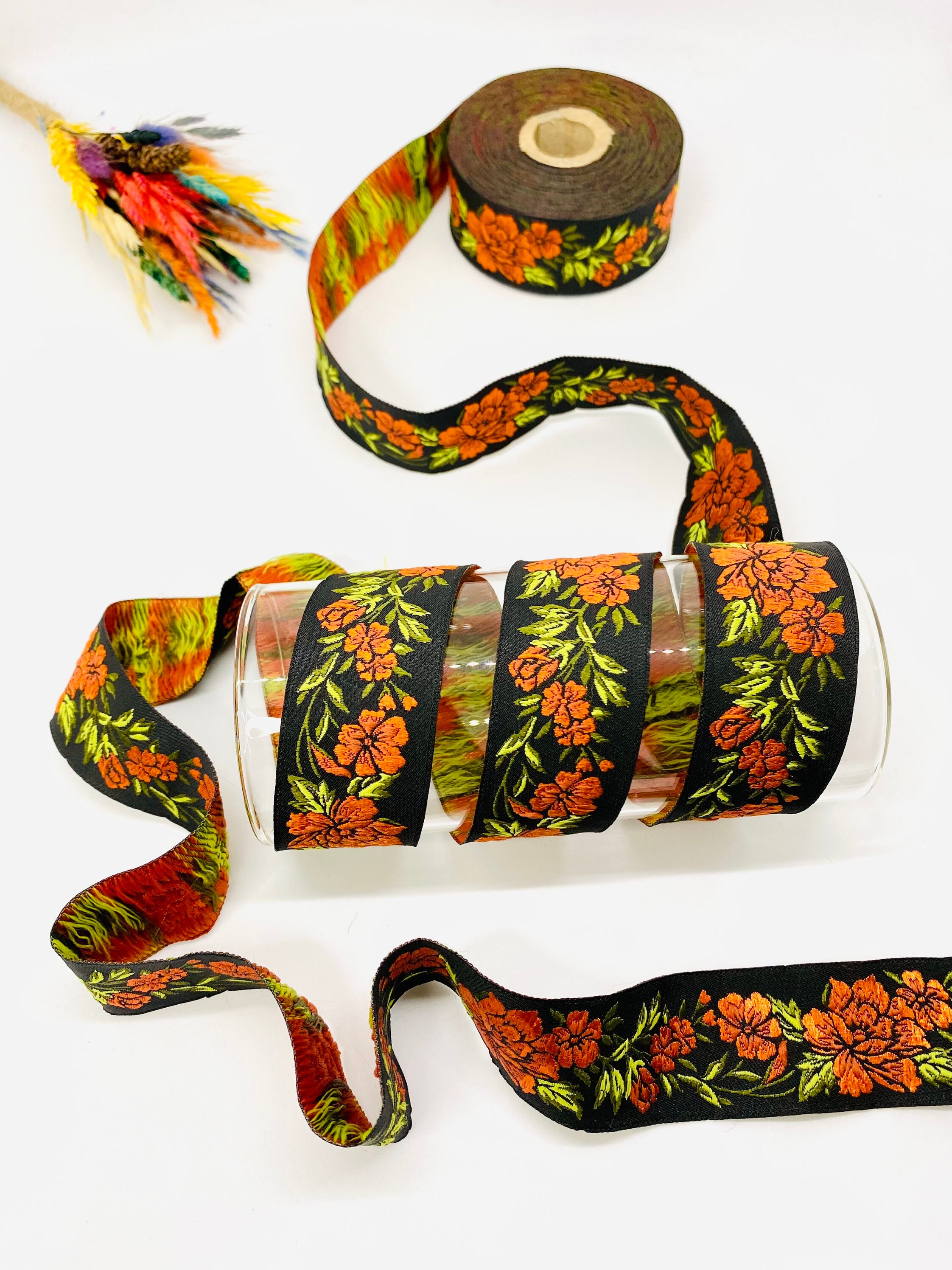 10 Yards/30 Mm RED Floral Jacquard Trim1.18 Inchvintage Ribbon,jacquard ...