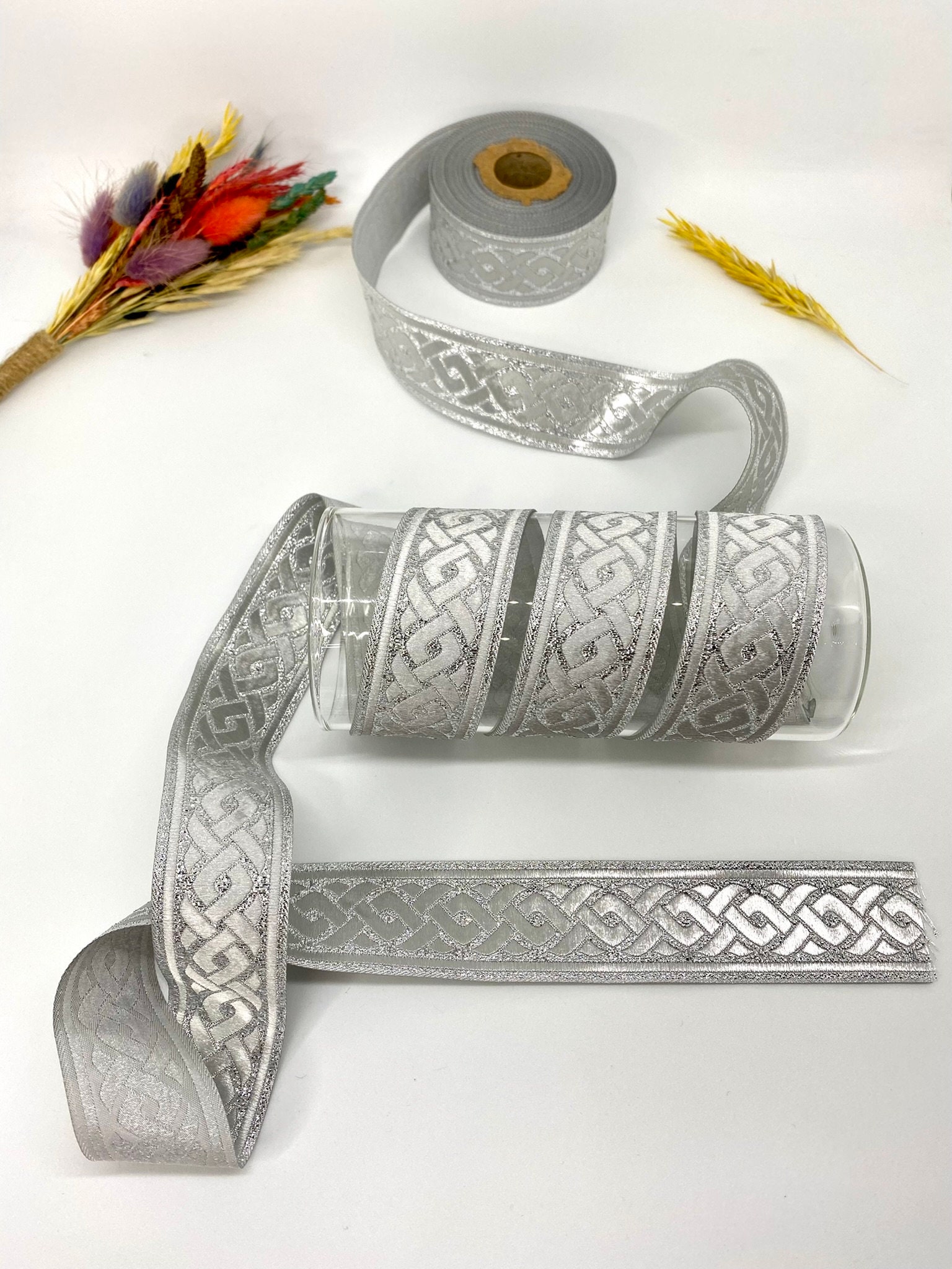 10 Yards/30 Mm Silver Celtic Jacquard Trim1,18inchvintage Ribbon ...