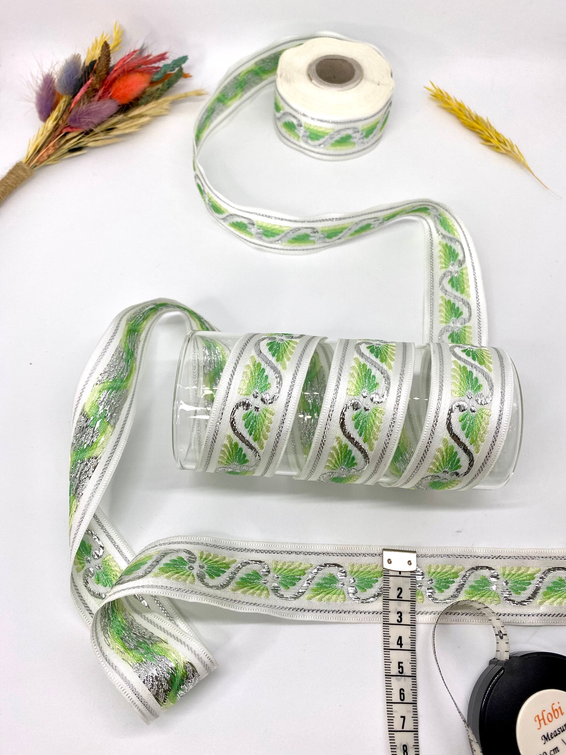 10yrd/30 Mm Green Seashell Jacquard Trim1.18 Inchjacquard Ribbon ...