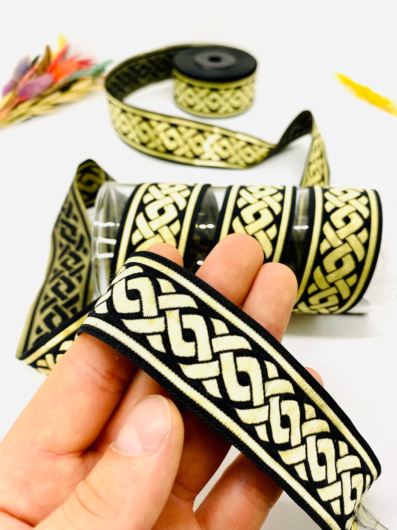 Navy Blue Celtic Knot Jacquard Ribbon: Medieval Costume Trim (10 Yards ...