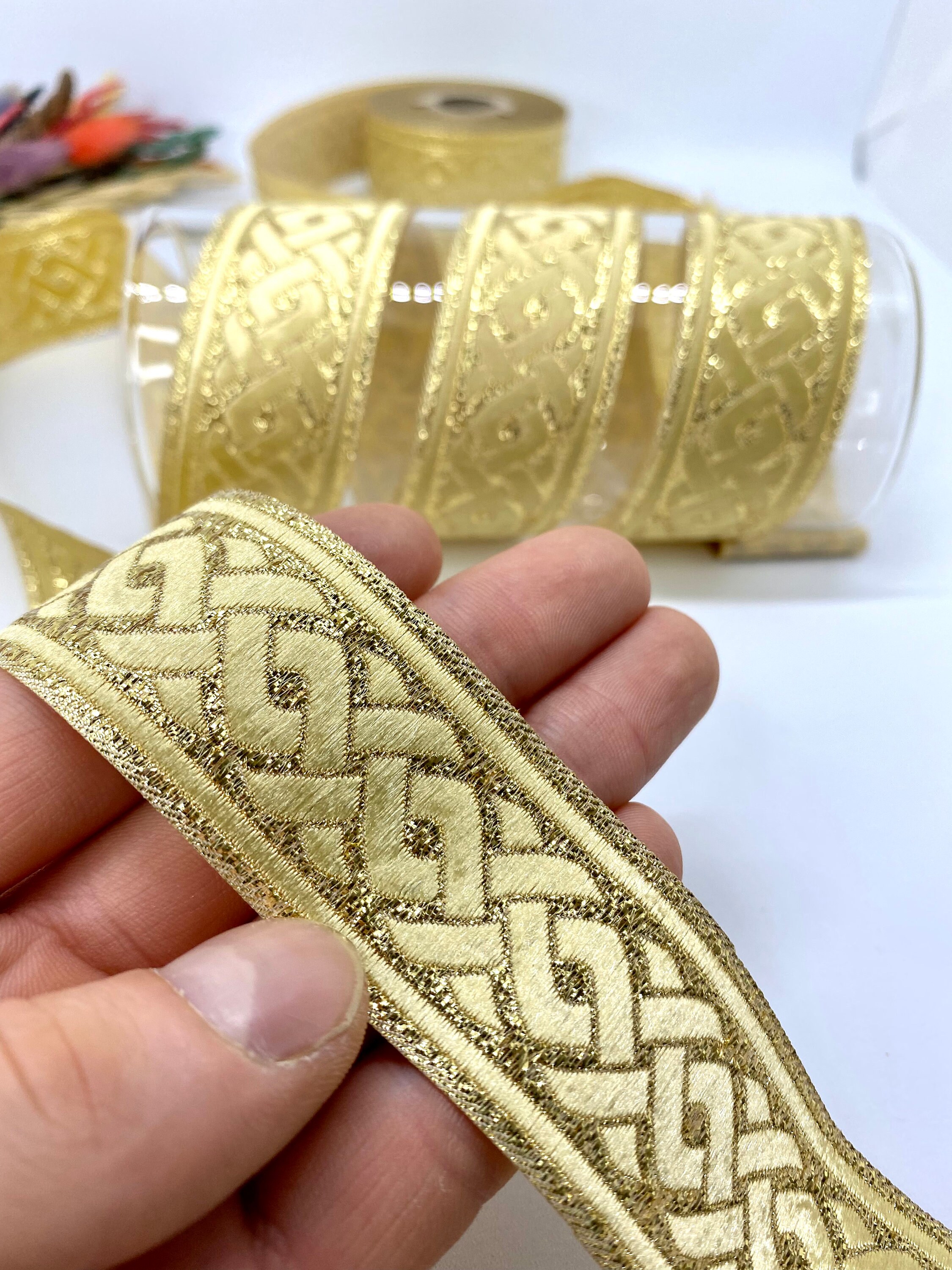 30 Mm Black/gold Celtic Jacquard Trim1,18inchvintage Ribbon,jacquard ...