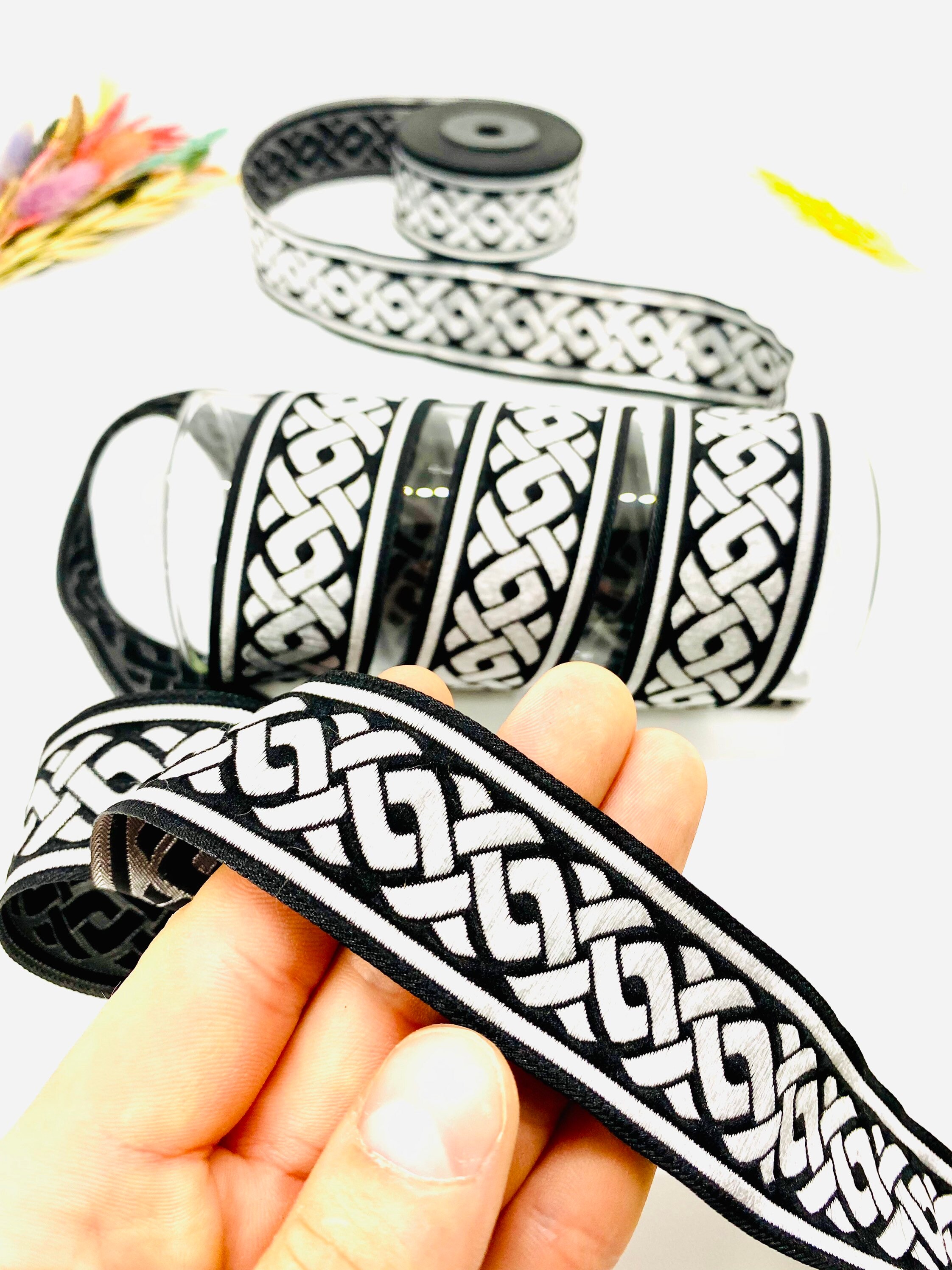 30 Mm Black/gold Celtic Jacquard Trim1,18inchvintage Ribbon,jacquard ...