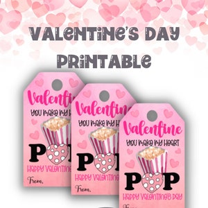 Valentine's Day Printable Popcorn Gift Tag/ Printable INSTANT DOWNLOAD ...