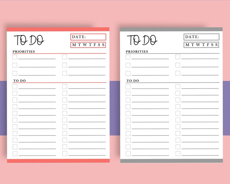 Printable to Do List Daily, Weekly To-do Pdf Planner Checklist A4 and ...