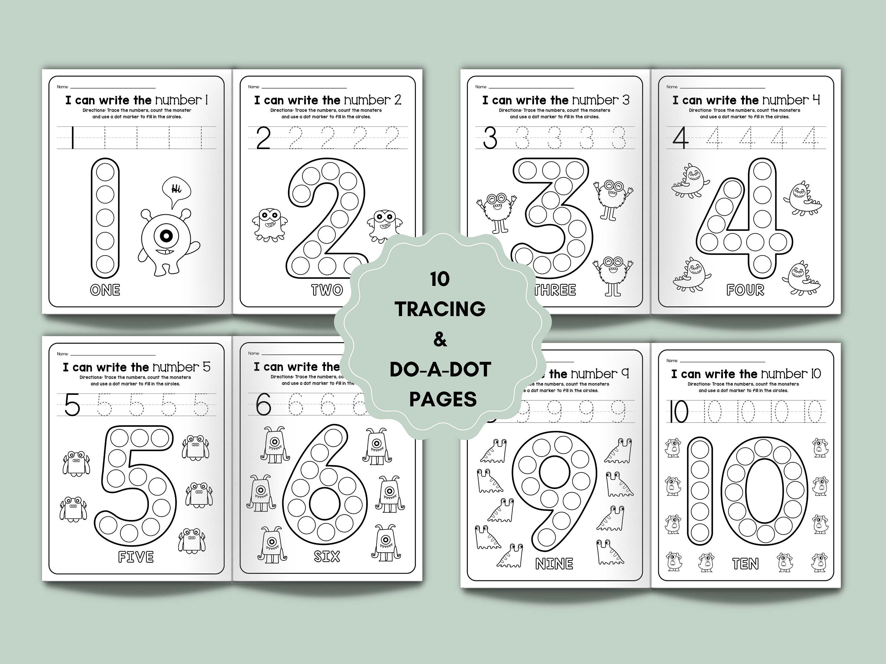 Silly Monster Math Worksheet | Monster Do-a-dot | Math Worksheets - Etsy