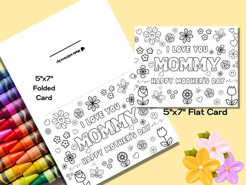 Printable Mothers Day Coloring Card. DIY Mothers Day Gift From Kids ...