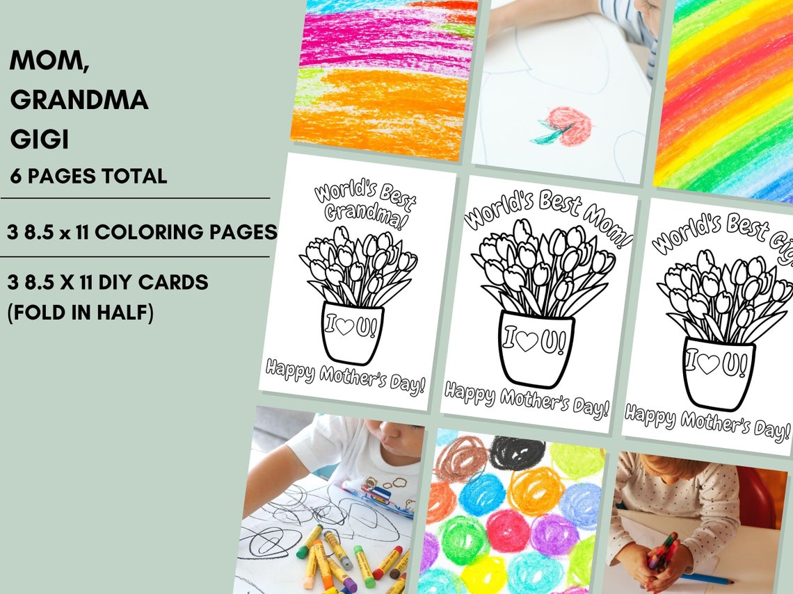 Mother's Day Coloring Page Grandma/gigi Mother's Day Coloring DIY ...