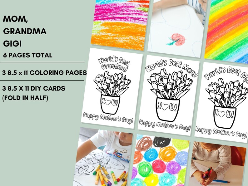 Mother's Day Coloring Page Grandma/gigi Mother's Day Coloring DIY ...