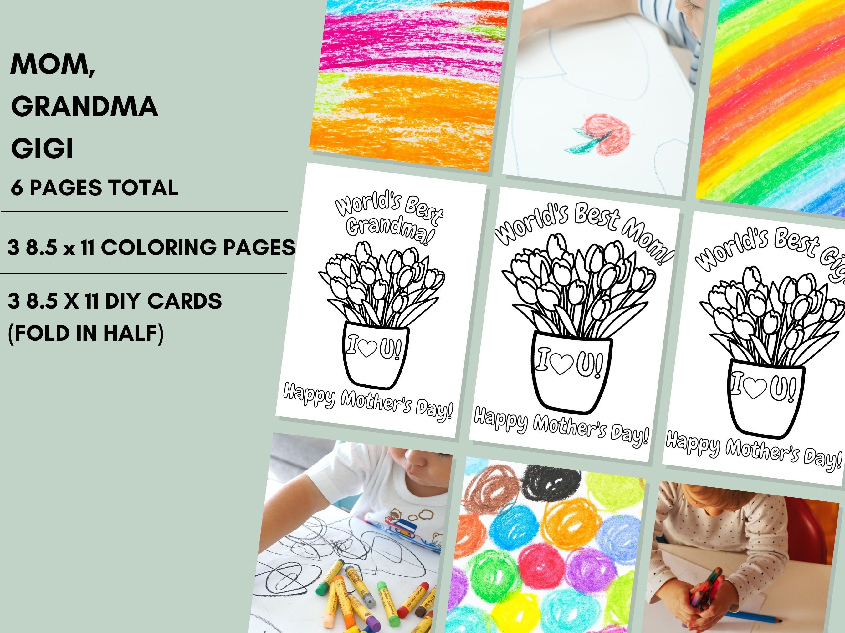 Mother's Day Coloring Page Grandma/gigi Mother's Day Coloring DIY ...