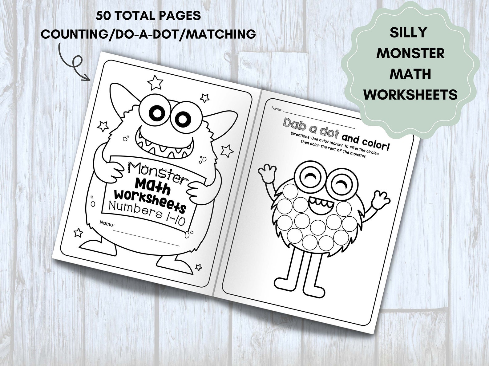 Buy Silly Monster Math Worksheet Monster Do-a-dot Math Worksheets ...