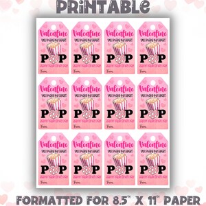 Valentine's Day Printable Popcorn Gift Tag/ Printable INSTANT DOWNLOAD ...