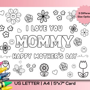 Printable Mothers Day Coloring Card. DIY Mothers Day Gift From Kids ...
