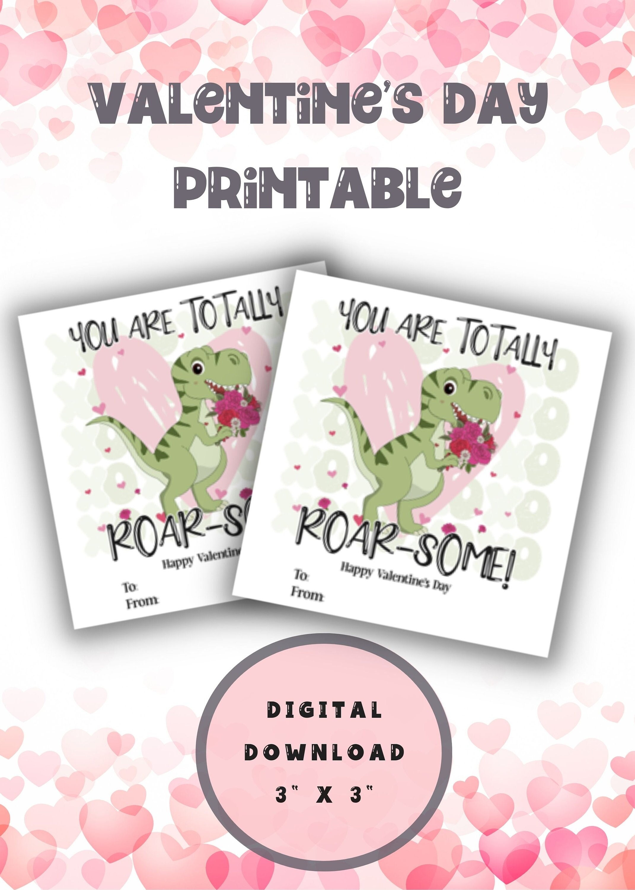 Valentine's Day Printable Dinosaur/ Printable INSTANT DOWNLOAD - Etsy