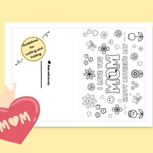 Printable Mothers Day Coloring Card. DIY Mothers Day Gift From Kids ...