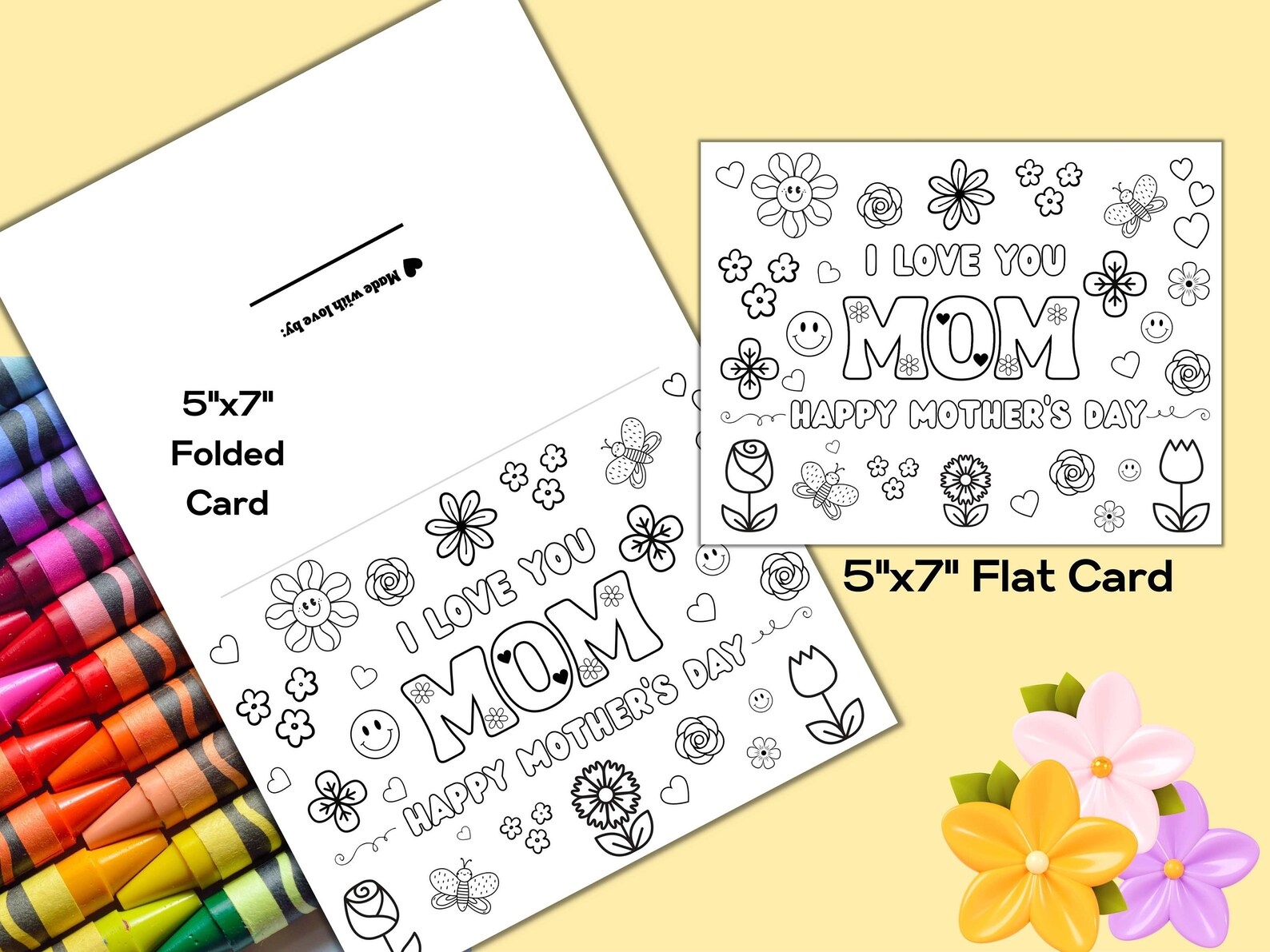 Printable Mothers Day Coloring Card. DIY Mothers Day Gift From Kids ...