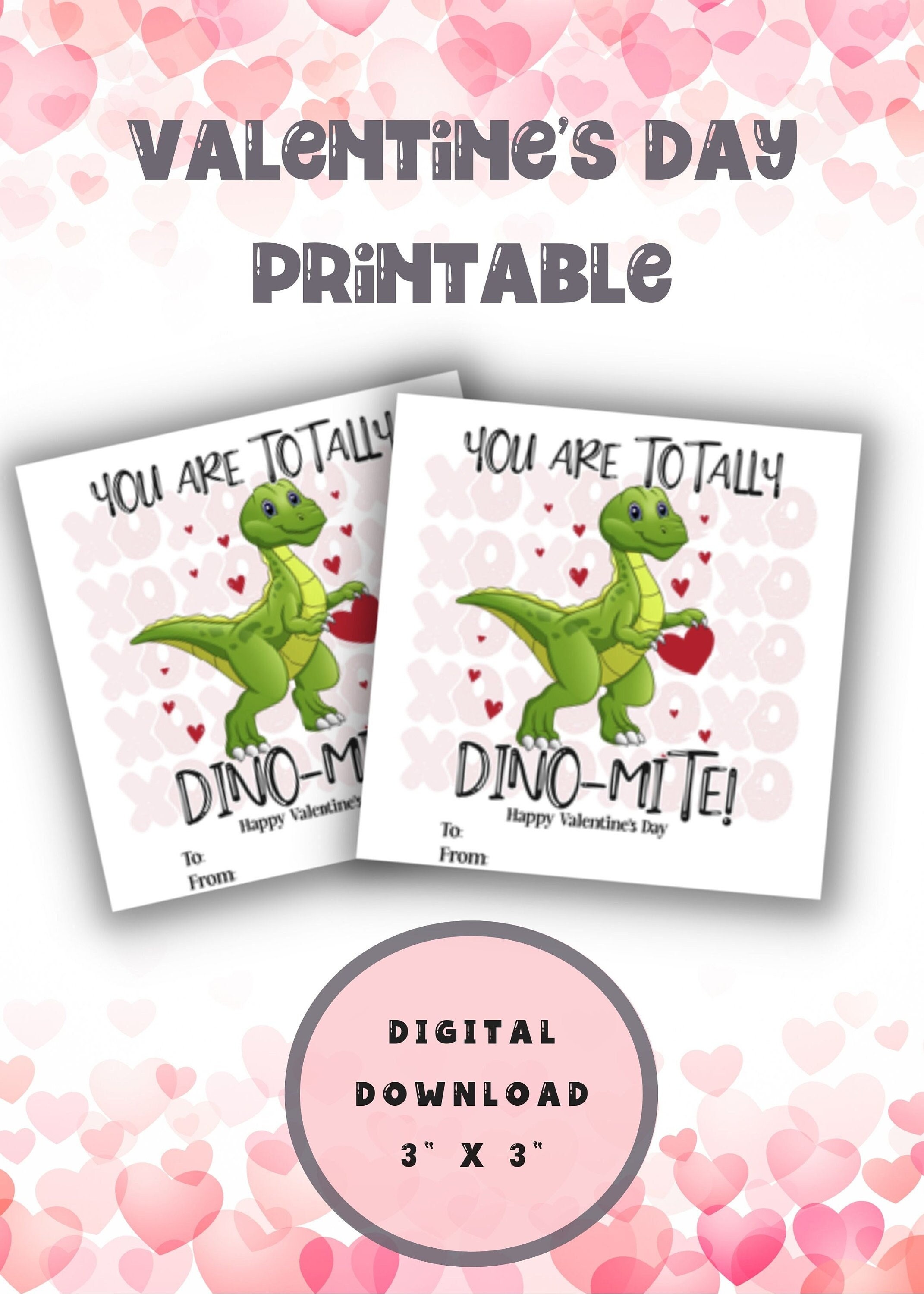 Valentine's Day Printable Dinosaur/ Printable INSTANT DOWNLOAD - Etsy