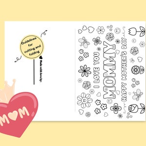 Printable Mothers Day Coloring Card. DIY Mothers Day Gift From Kids ...