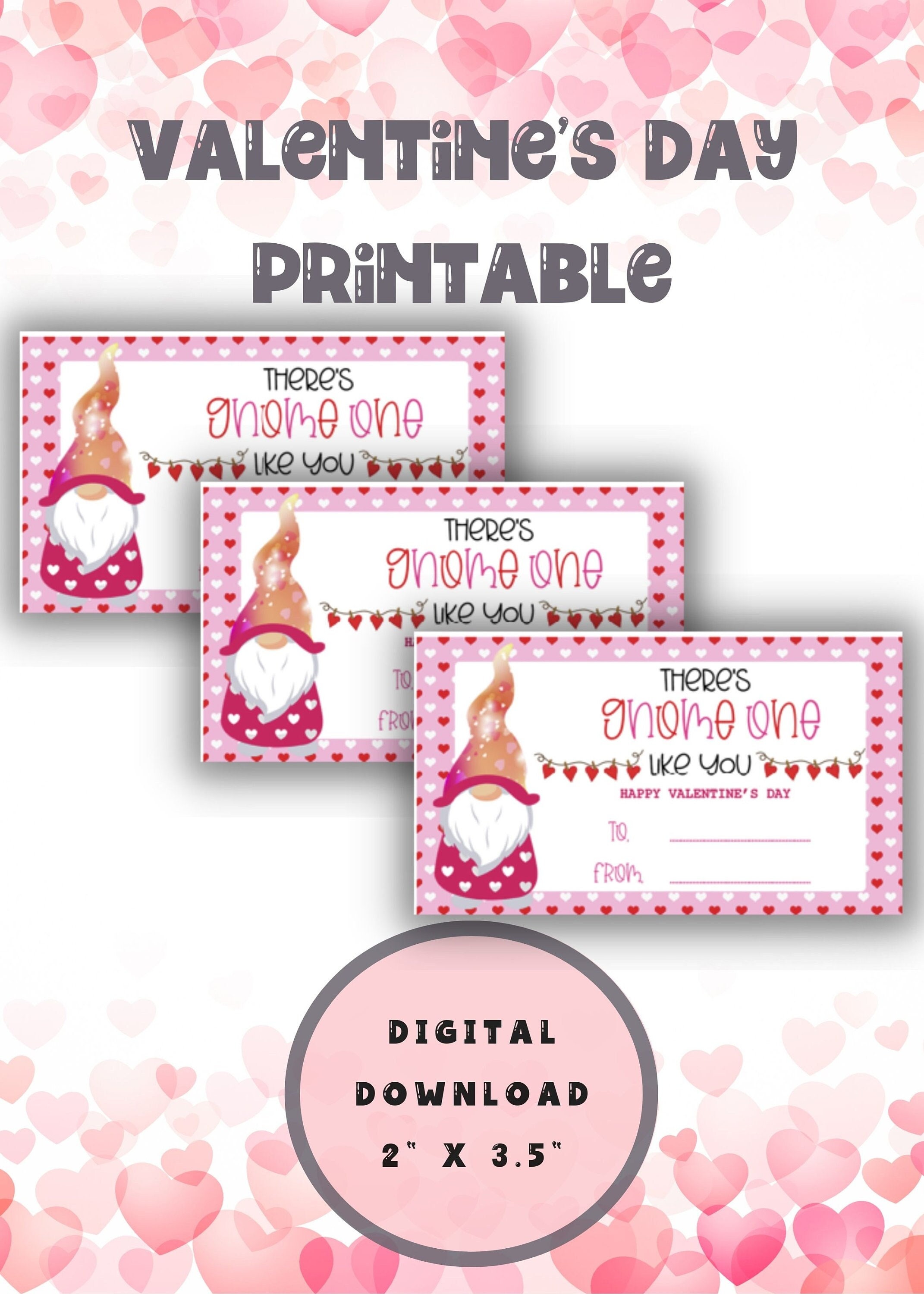 Valentine's Day Printable Gnome One Like You/ Printable INSTANT ...