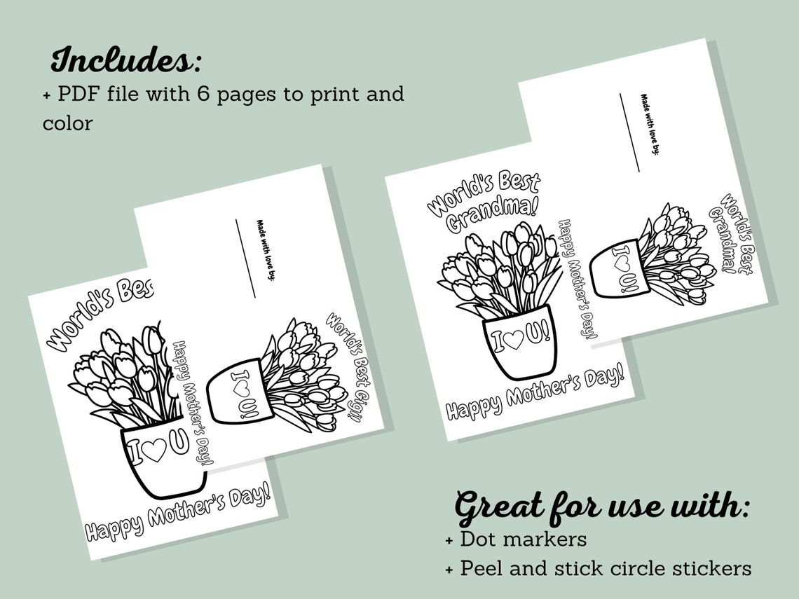 Mother's Day Coloring Page Grandma/gigi Mother's Day Coloring DIY ...